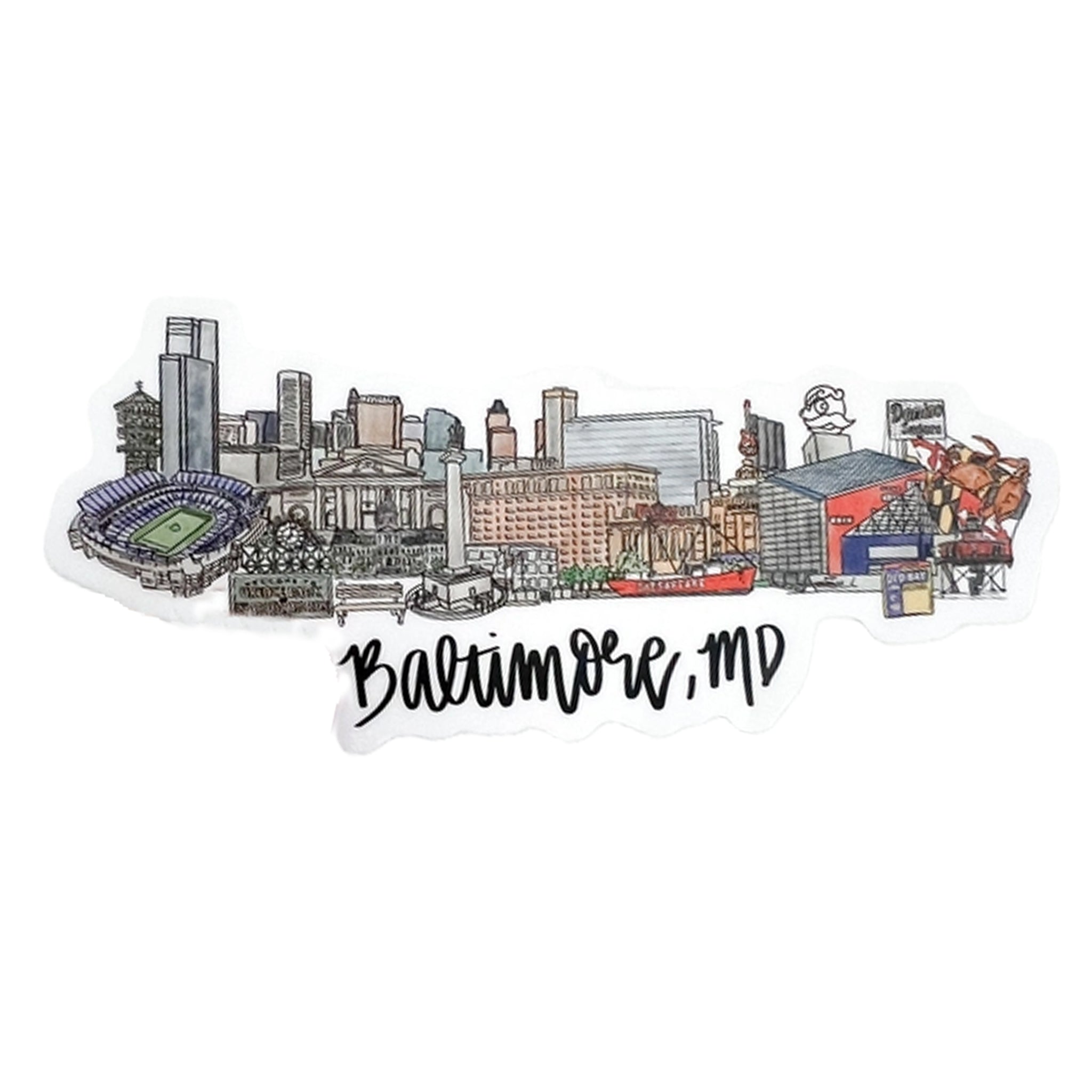 Baltimore Maryland Skyline Vinyl Sticker – The Maryland Store
