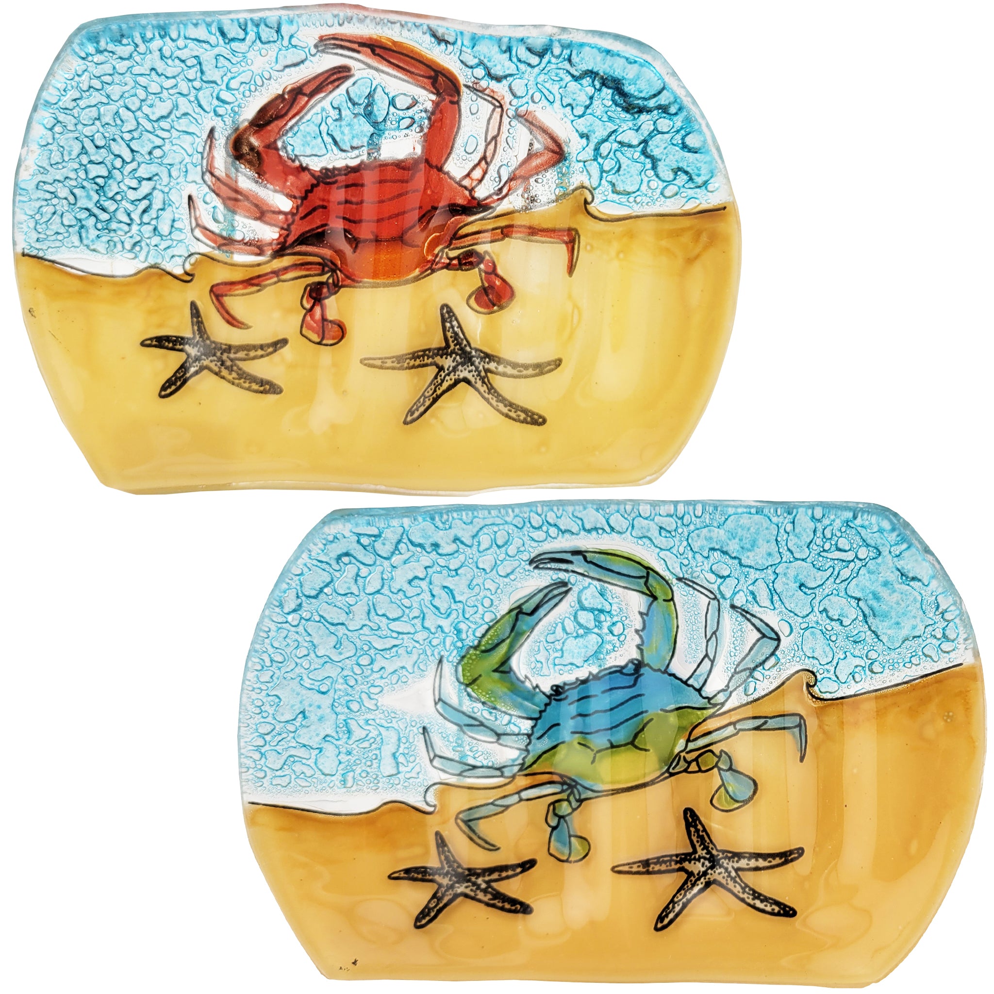 Crab at the Beach Glass Soap Dish - Blue or Red – The Maryland Store