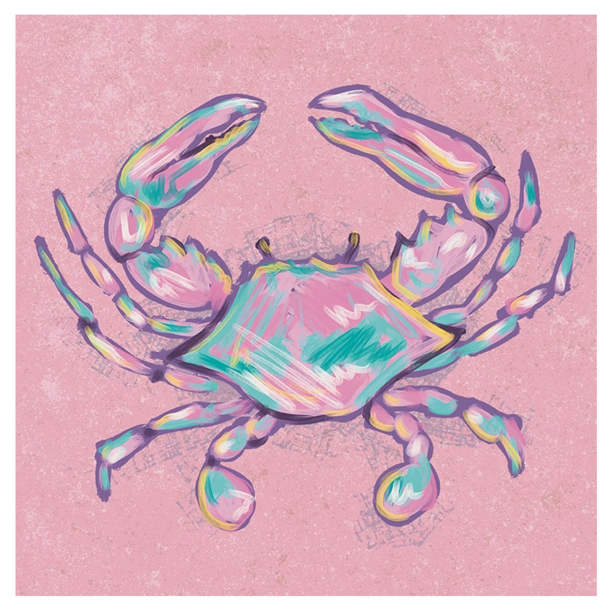 Pink Crab Pastel Watercolor Square Drink Coaster – The Maryland Store