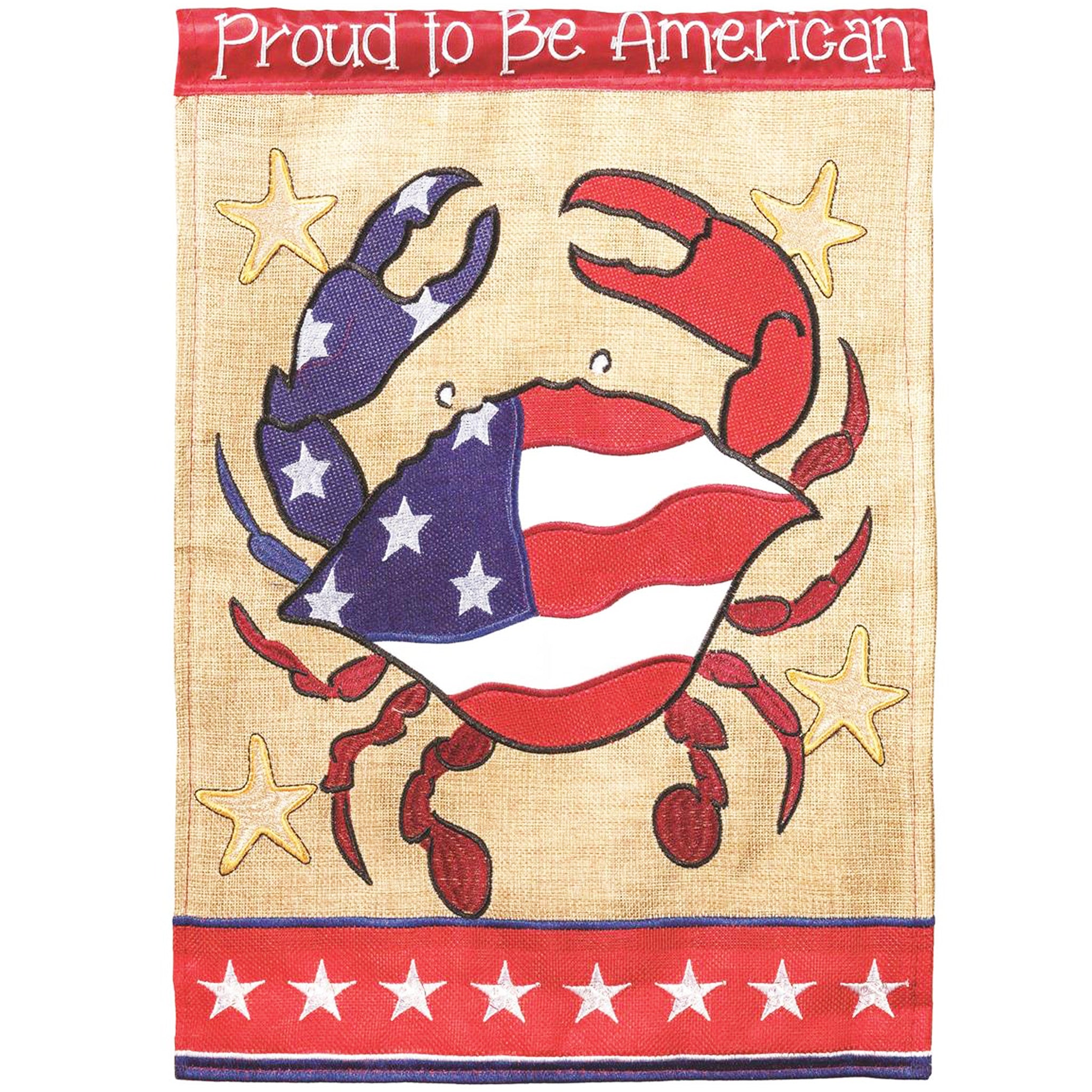 Proud To Be American Crab Burlap Flag (Sleeve) – The Maryland Store