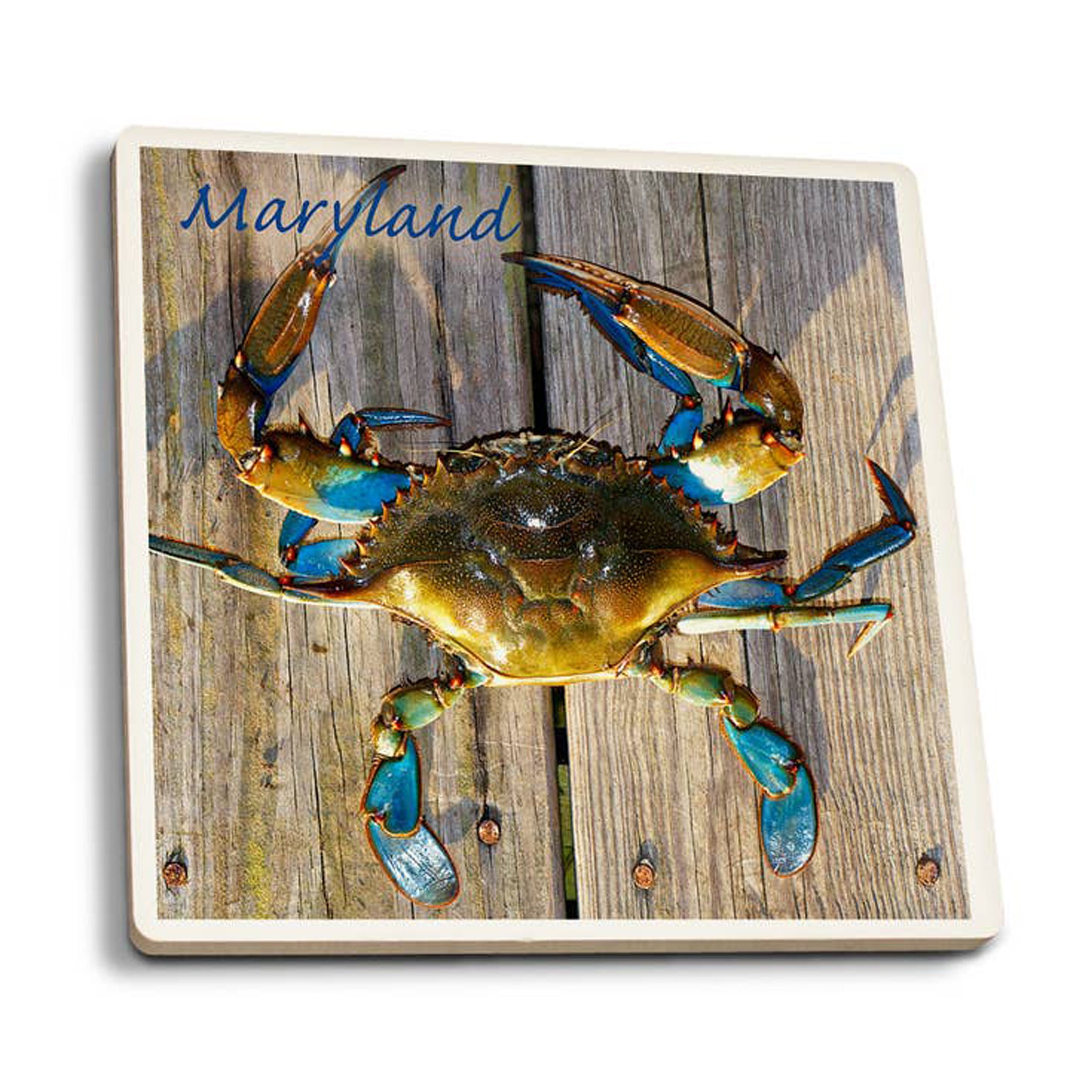 Blue Crab on Dock Ceramic Coaster – The Maryland Store