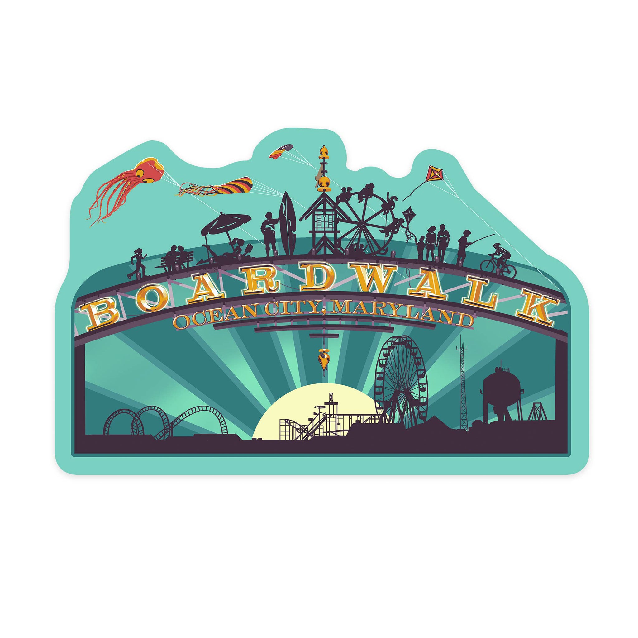 Ocean City Maryland Boardwalk Sign Die-Cut Sticker – The Maryland Store